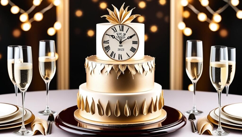 Golden Clock Countdown Cake for New Year’s Eve